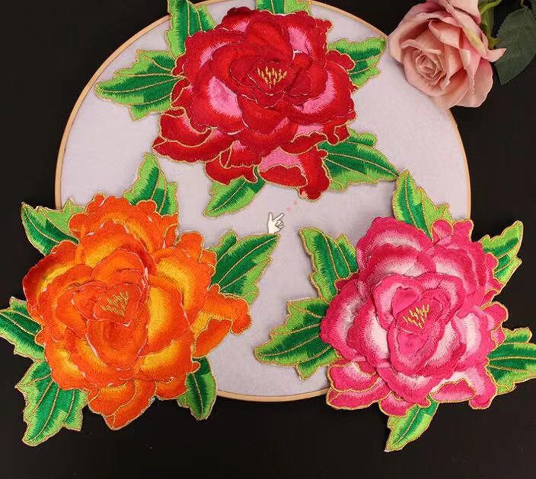 3d Peony Flower Applique Floral Patches Diy Bags Shoes Etsy
