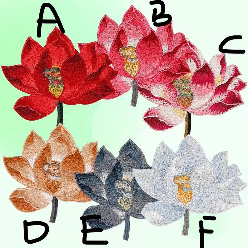 Lotus Flower Floral Embroidered Patch Fashion Applique Patch - Etsy