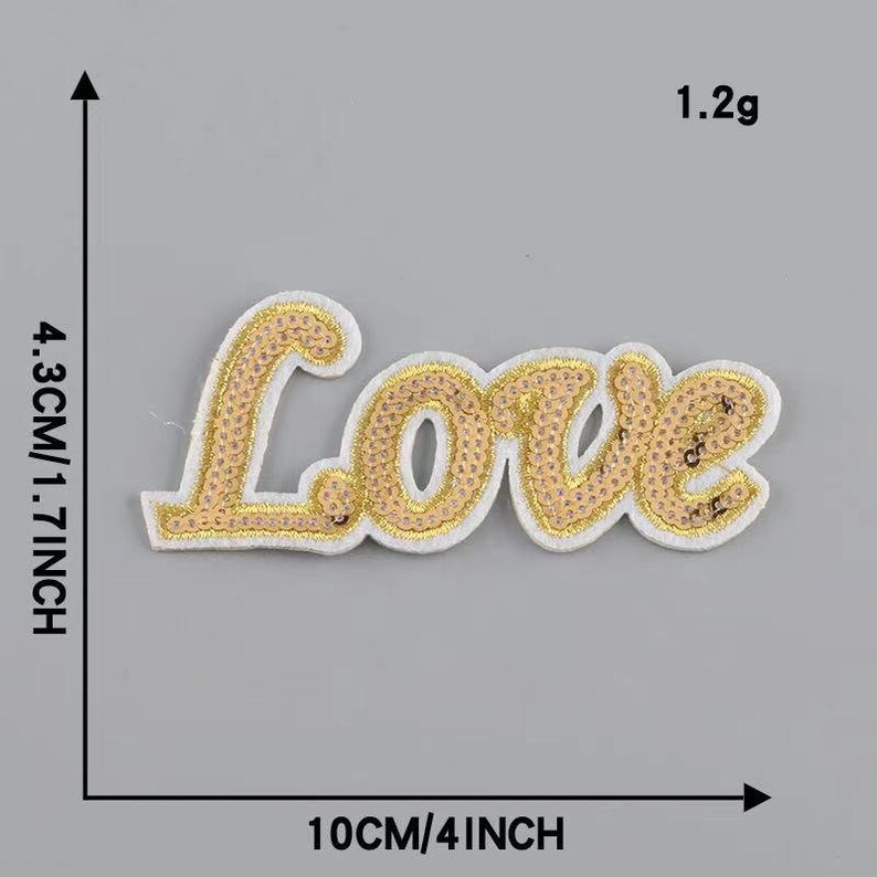 Golden or Silver Sequins Letters Patch Alphabet Embroidered Applique ...