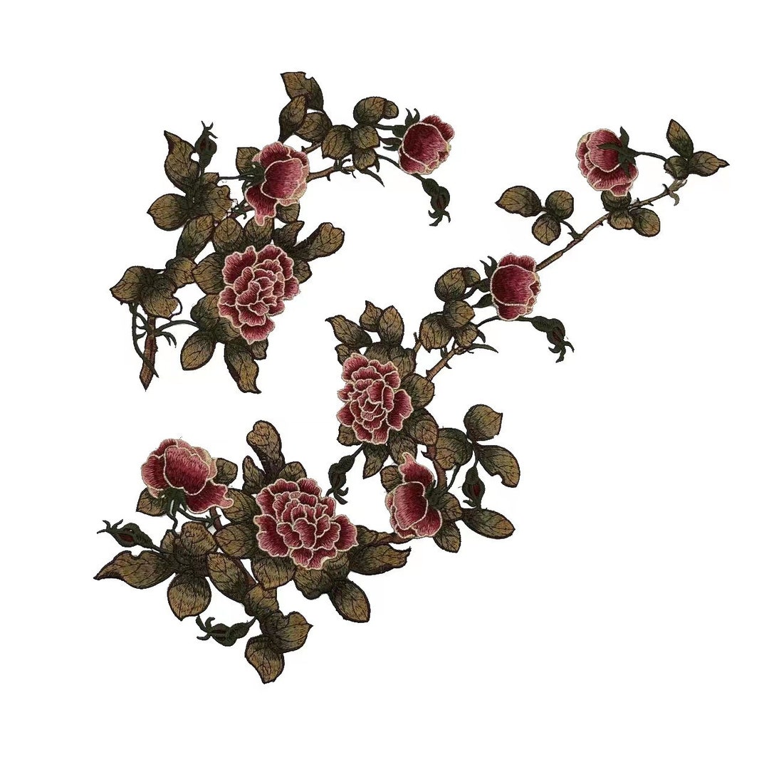 One Couple Flowers Patches Clothes Flower Embroidery Appliques Trims ...