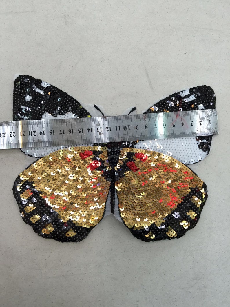 Butterfly sequined applique embroidered sew on patch vintage | Etsy
