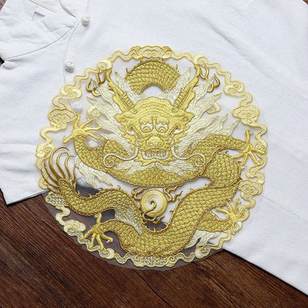 Golden Dragon Embroidered Applique Patch Clothing Decoration Patch - Etsy