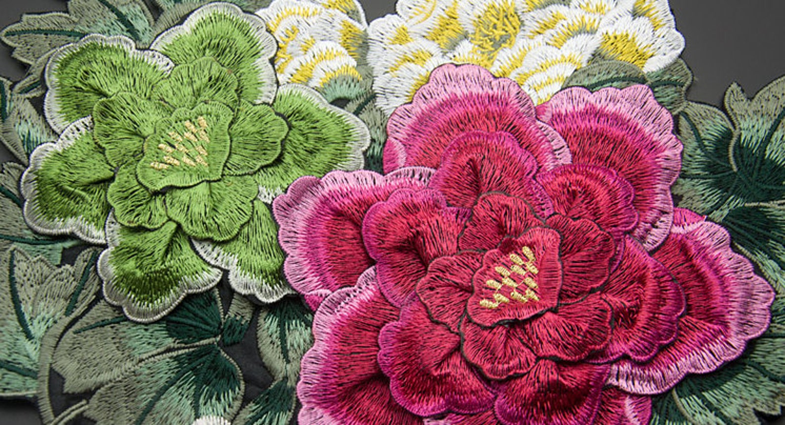 Three Peony Embroidered Applique Patch Floral Patch Applique - Etsy