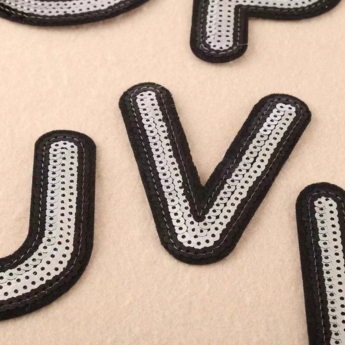 Silver Sequins Letters Patch Alphabet Embroidered Applique - Etsy