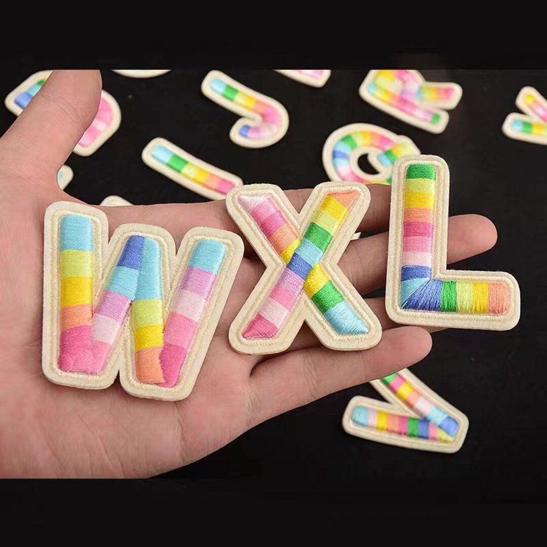 Sticker Chenille Embroidered Colorful Patch Adhesive Letter Patches ...