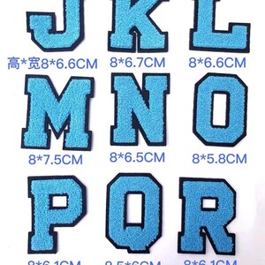 Blue Embroidered Sewn on Chenille Letters Applique Patch Design Name ...