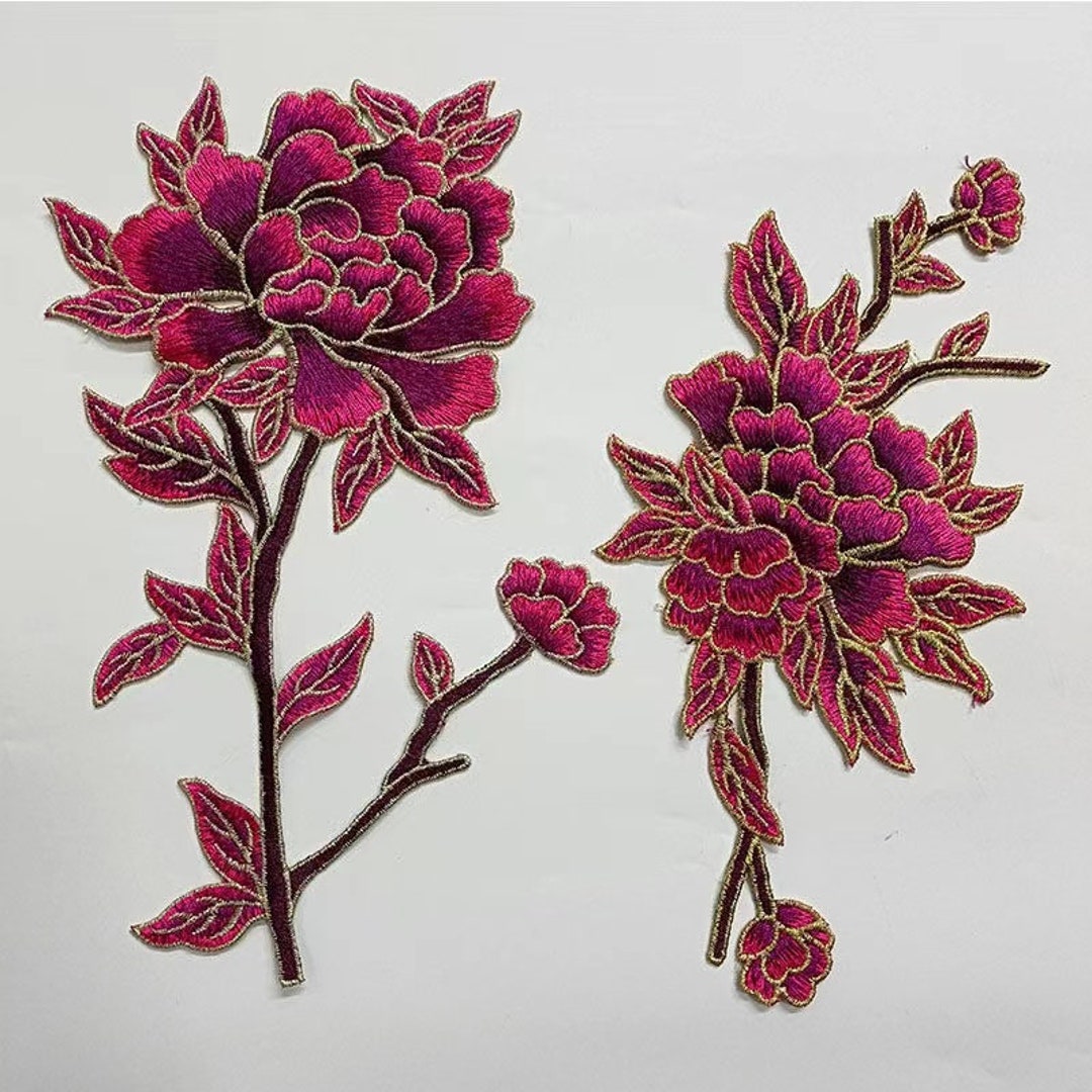 Couple Flowers Patch Applique Flower Clothing Decoration Patch Applique ...