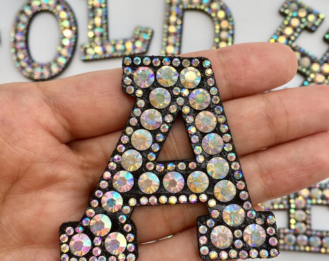 Rehinestones Letters Patch Alphabet Embroidered Applique Diamon ...