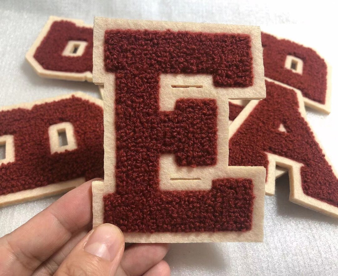 Red Embroidered Sewn on Chenille Letters Applique Patch Design Name ...