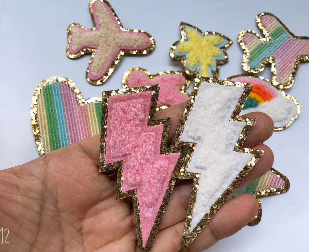 Sticker Colorful Chenille Embroidered Hearts or Stars or Rainbow Patch ...