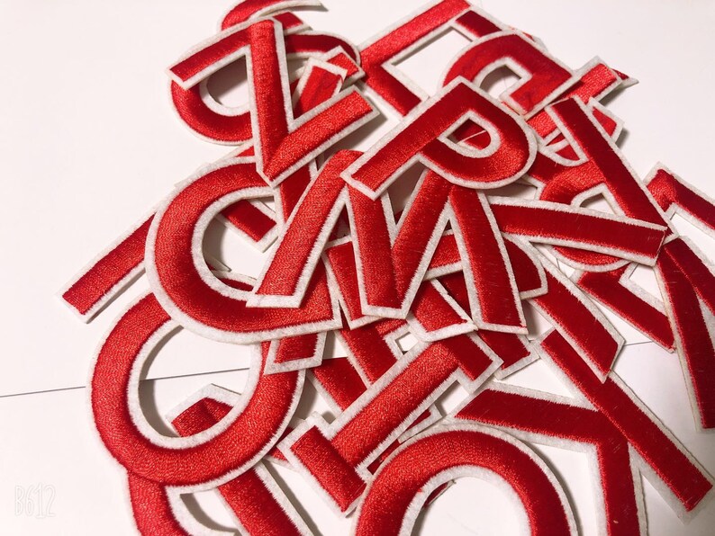 Red Letters Patch Alphabet Embroidered Applique Cloting Decoration or ...