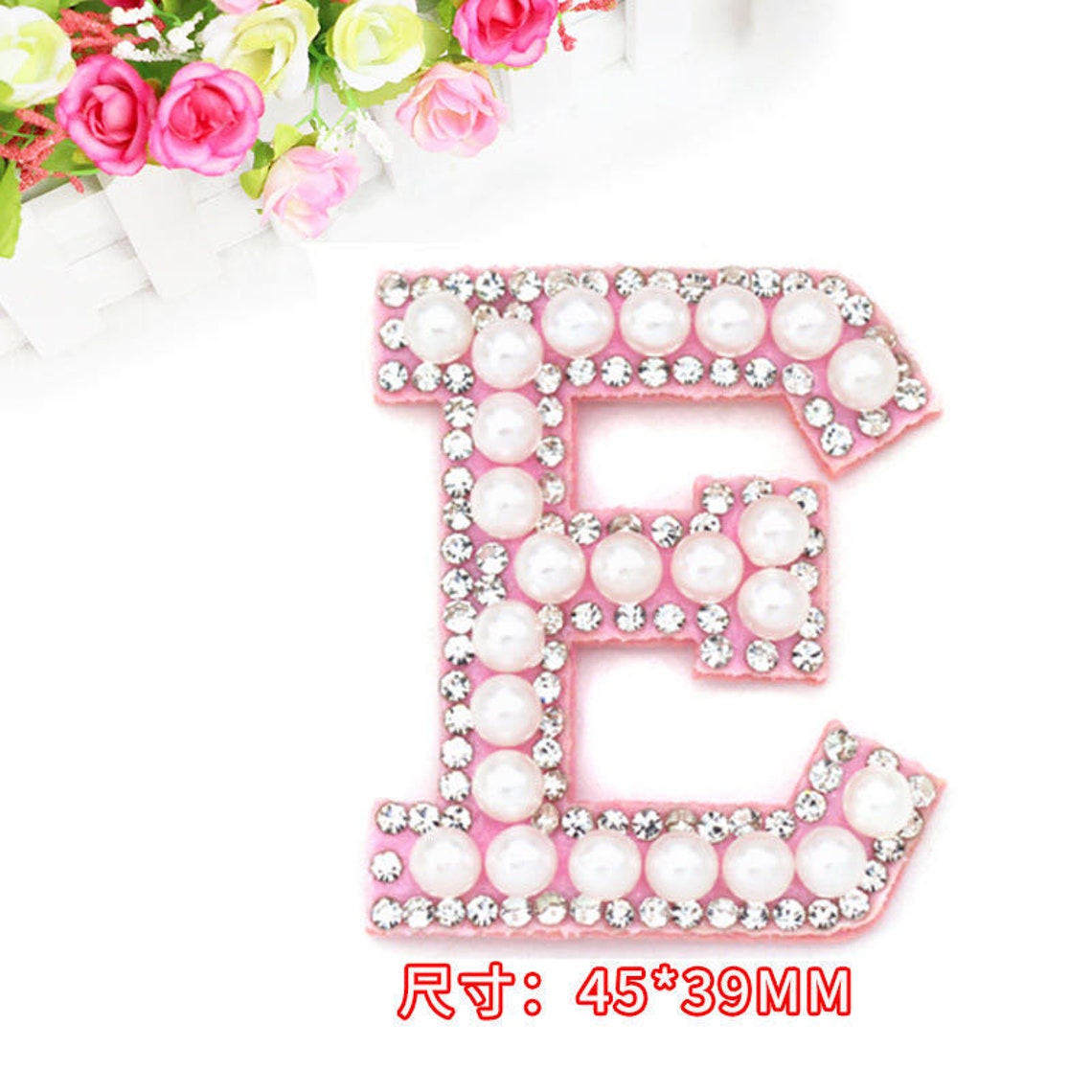 Pink Back With Pearl With Rhinestones Letters Patch Alphabet - Etsy