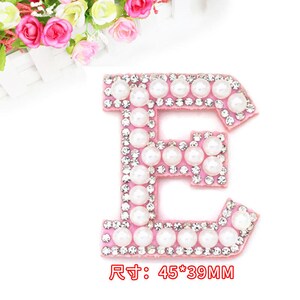 Pink Back With Pearl With Rhinestones Letters Patch Alphabet ...