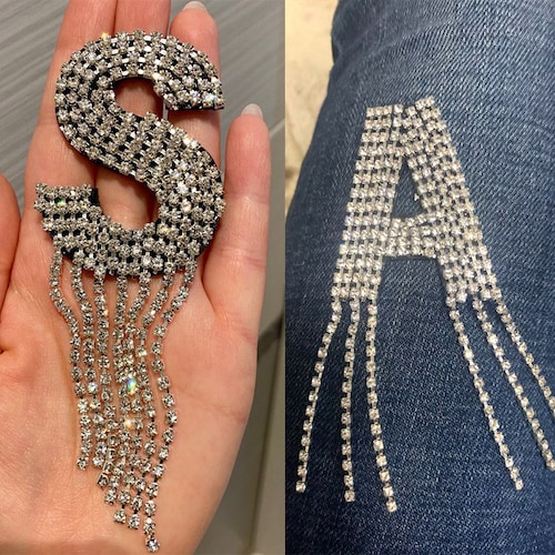Rhinestone Letters With Tassels Patch Alphabet Embroidered - Etsy