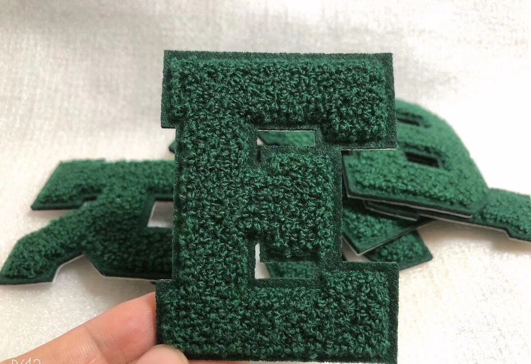 Green Sewn on Chenille Letters Applique Patch Design Name Letters Patch ...
