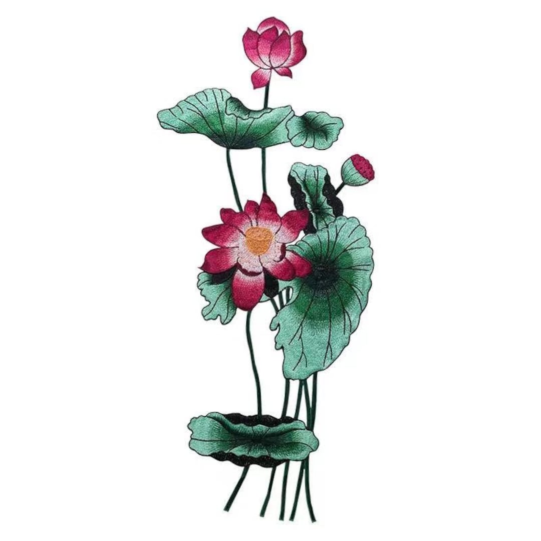 Large Lotus Flower Patch Embroidered Patch Floral Sew on Patch - Etsy