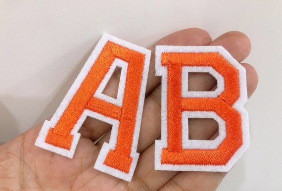 Orange Embroidered Letters Applique Patch design Name | Etsy