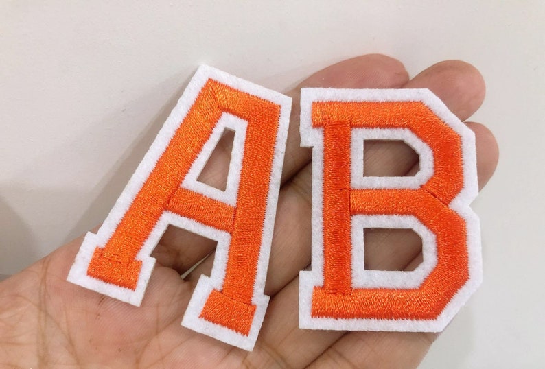 Orange Embroidered Letters Applique Patch Design Name Letters Patch for ...