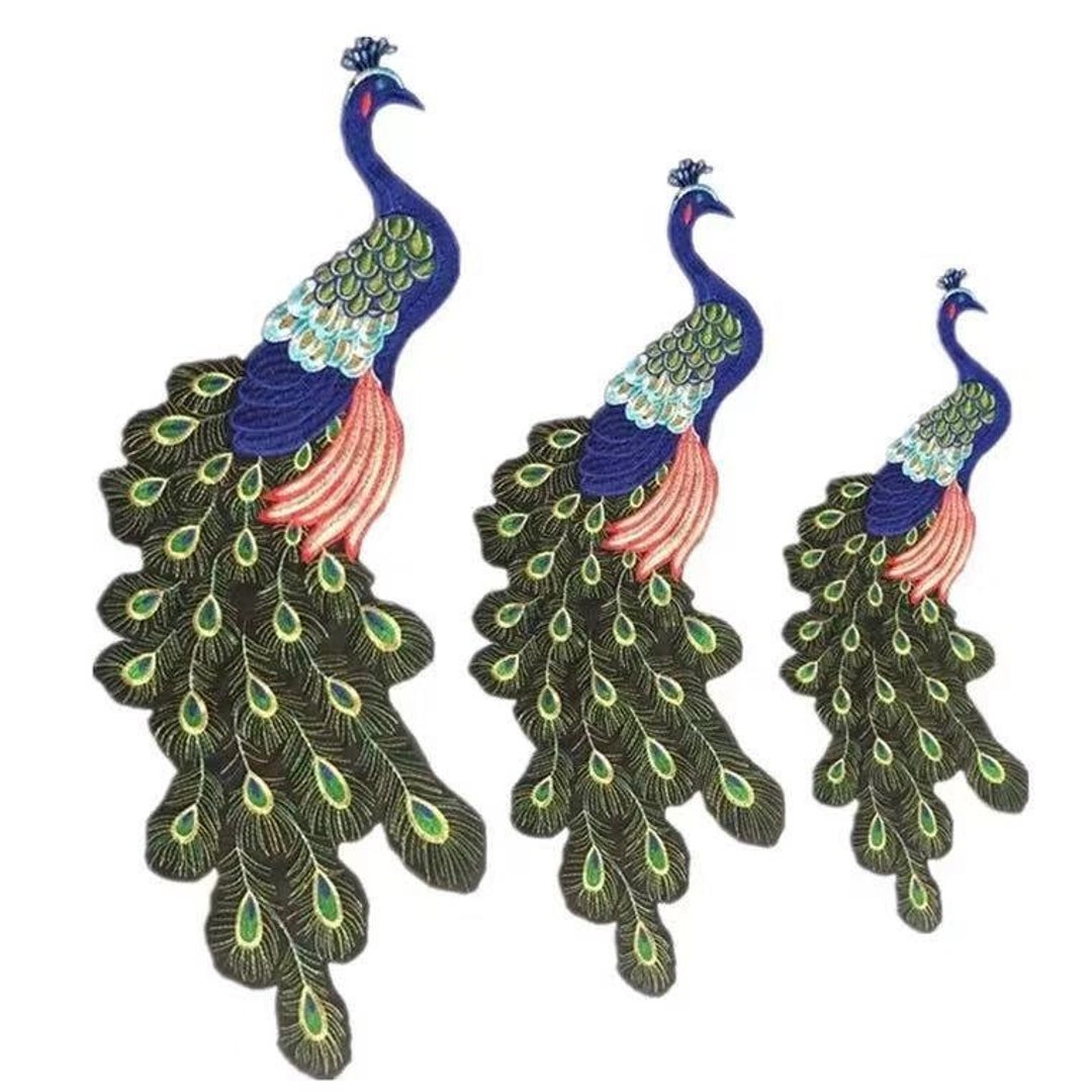 Embroiered Peacock Patch Applique Embroidered Patch T-shirt or Jeans ...