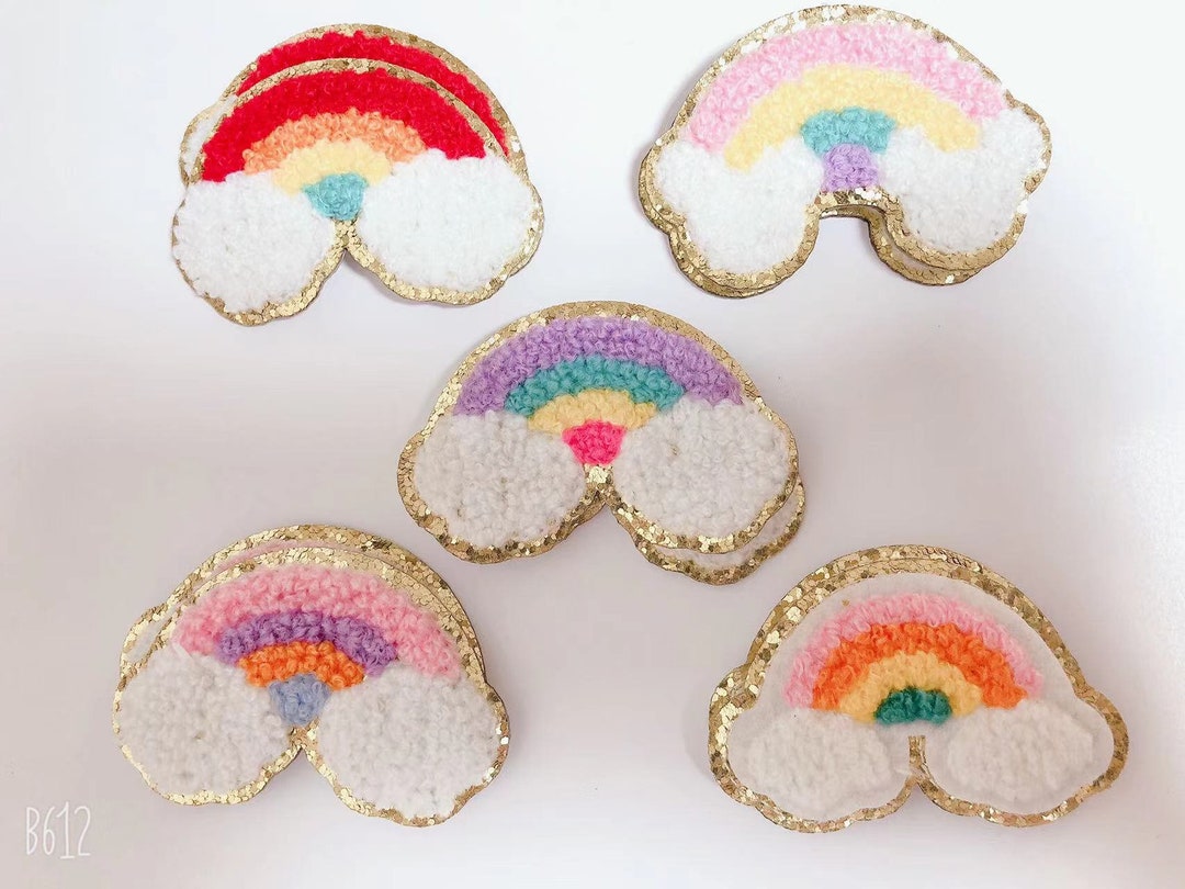 Sticker Rainbow Chenille Embroidered Colorful Rainbow Patch Adhesive ...