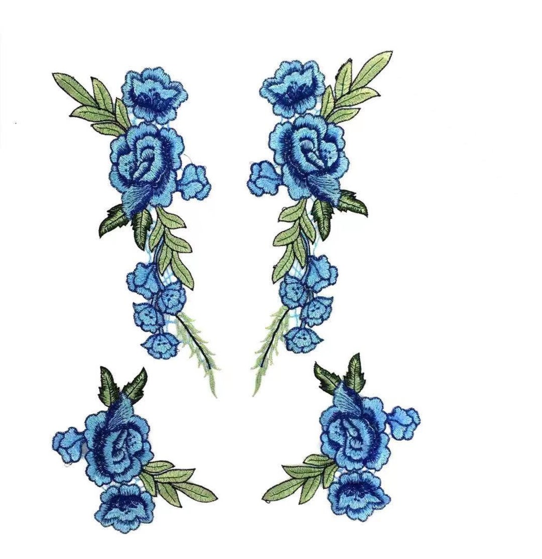 Blue Flowers Embroidered Applique Patch Clothing Decoration Patch - Etsy