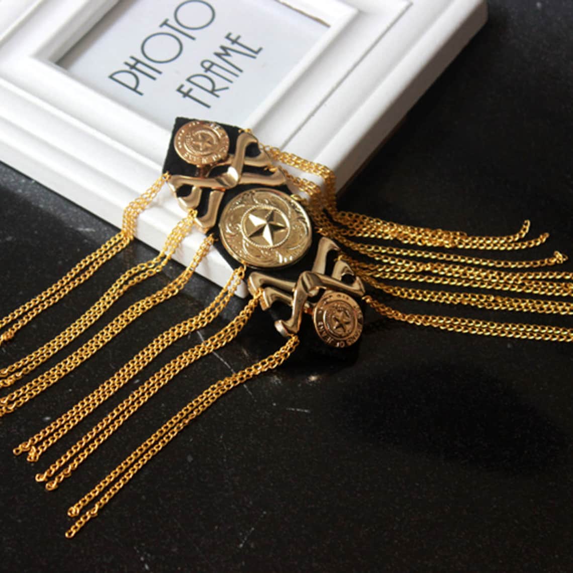 A Pair Gold Epaulettes Epauletsgold Studs Pads With and Gold | Etsy