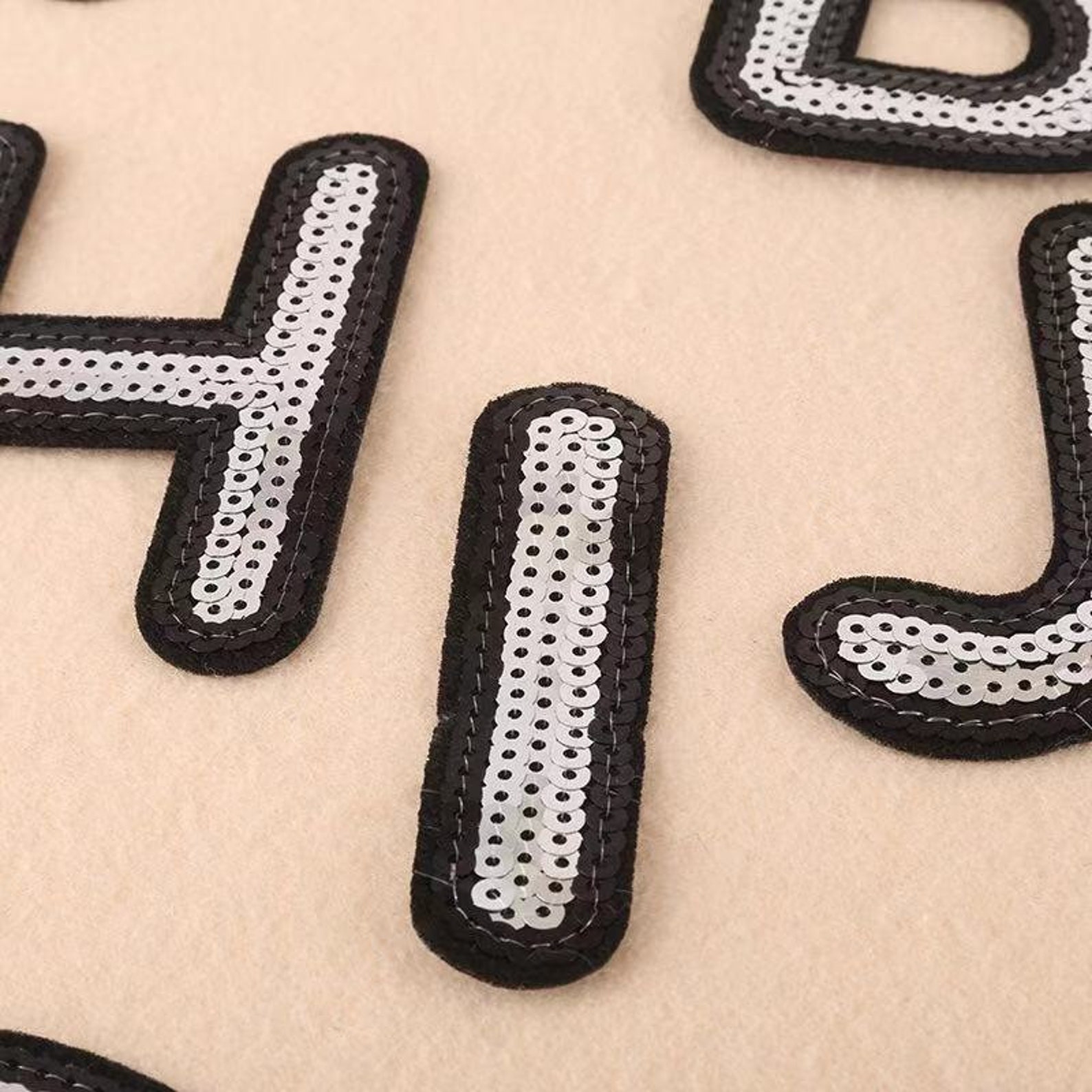 Silver Sequins Letters Patch Alphabet Embroidered Applique - Etsy