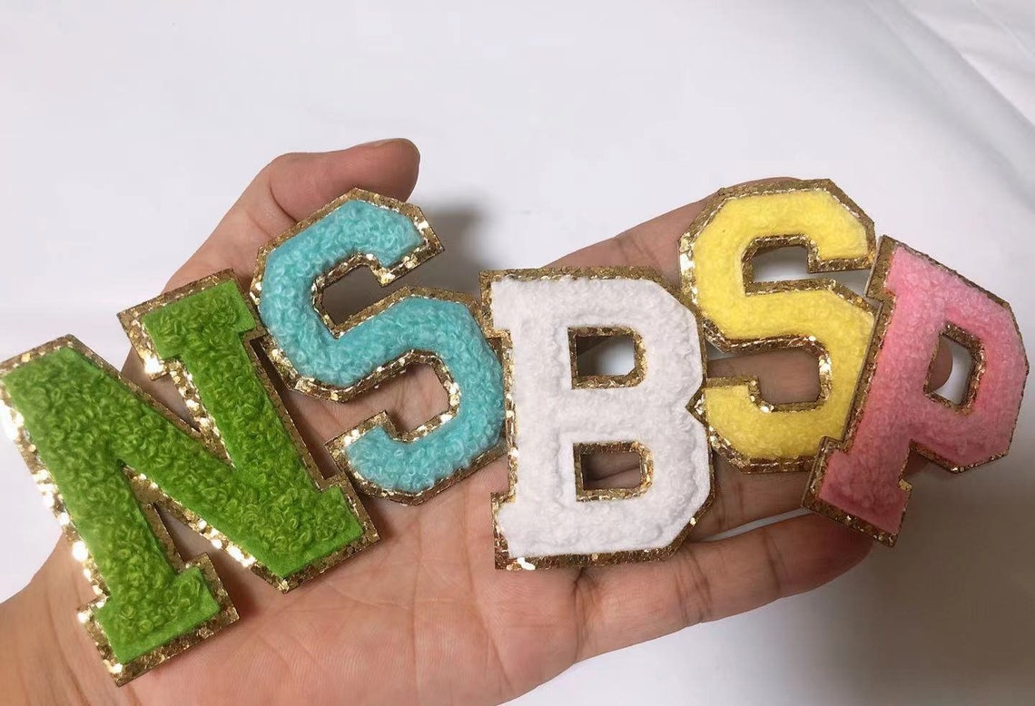 Sticker Colorful Chenille Embroidered Letters Patch Adhesive - Etsy