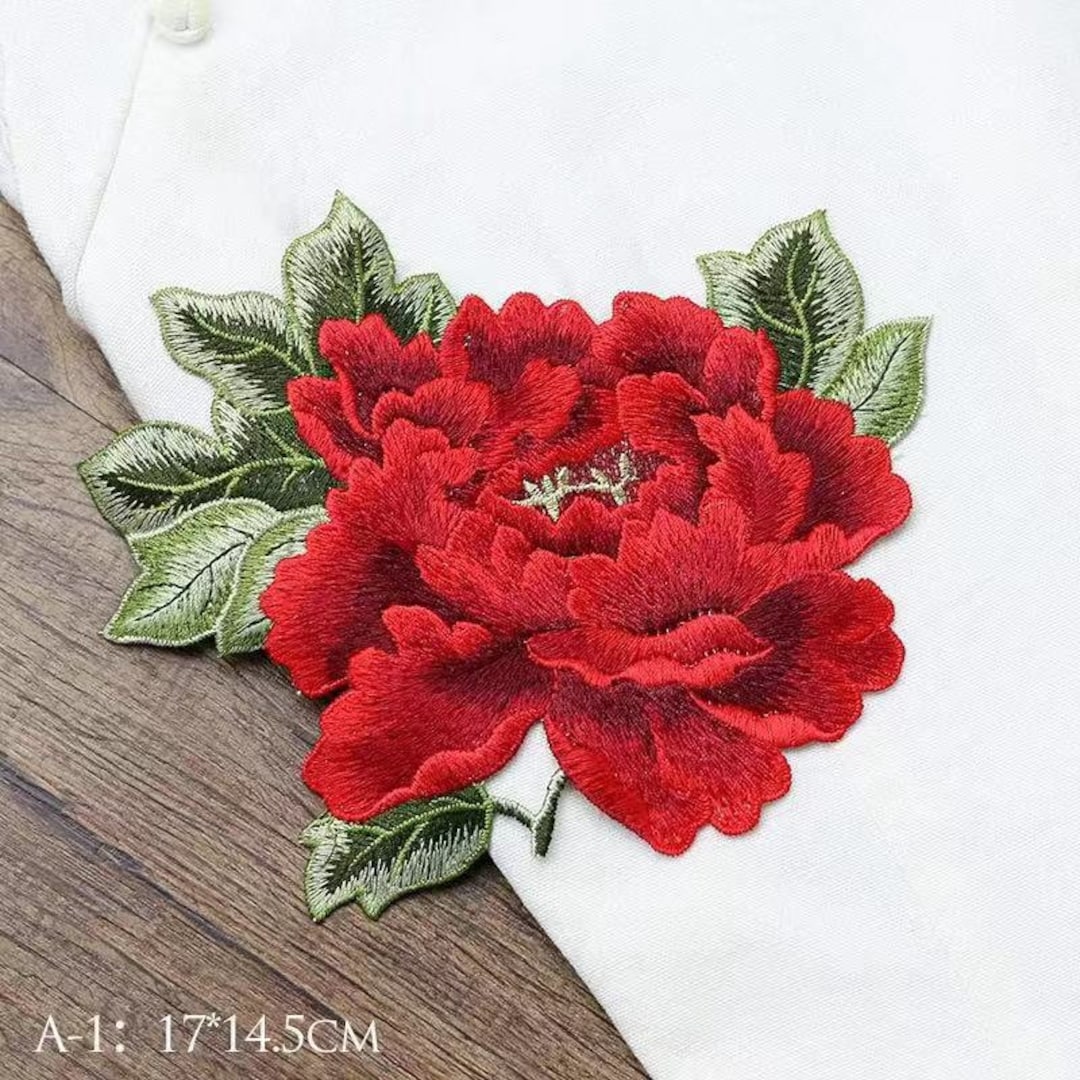 Peony Floral Embroidered Applique Patch Clothing Decoration Patch - Etsy