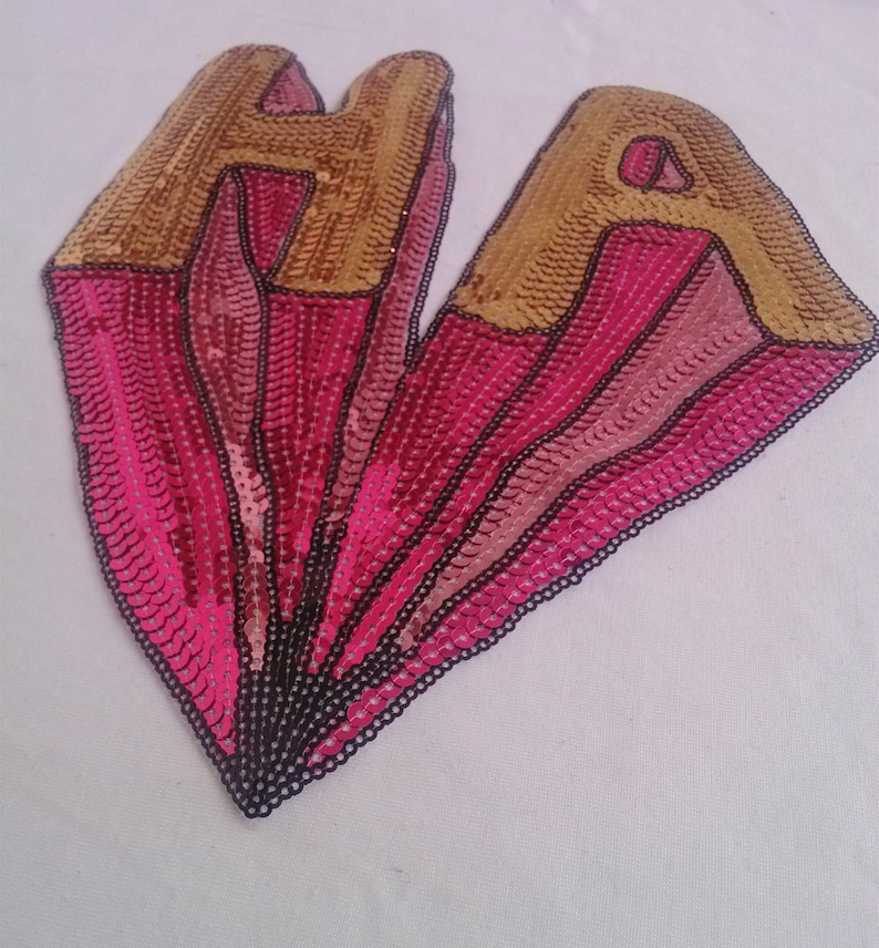 3D HA letter sequins patch applique iron on patch 23CM27.8CM | Etsy