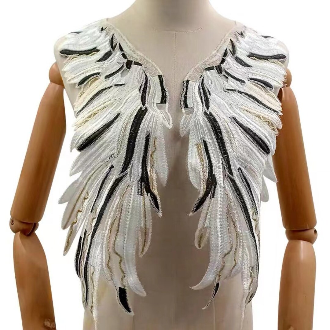 A Pair Wings Large Embroidered Patch Sequined Decoration Applique Coat ...