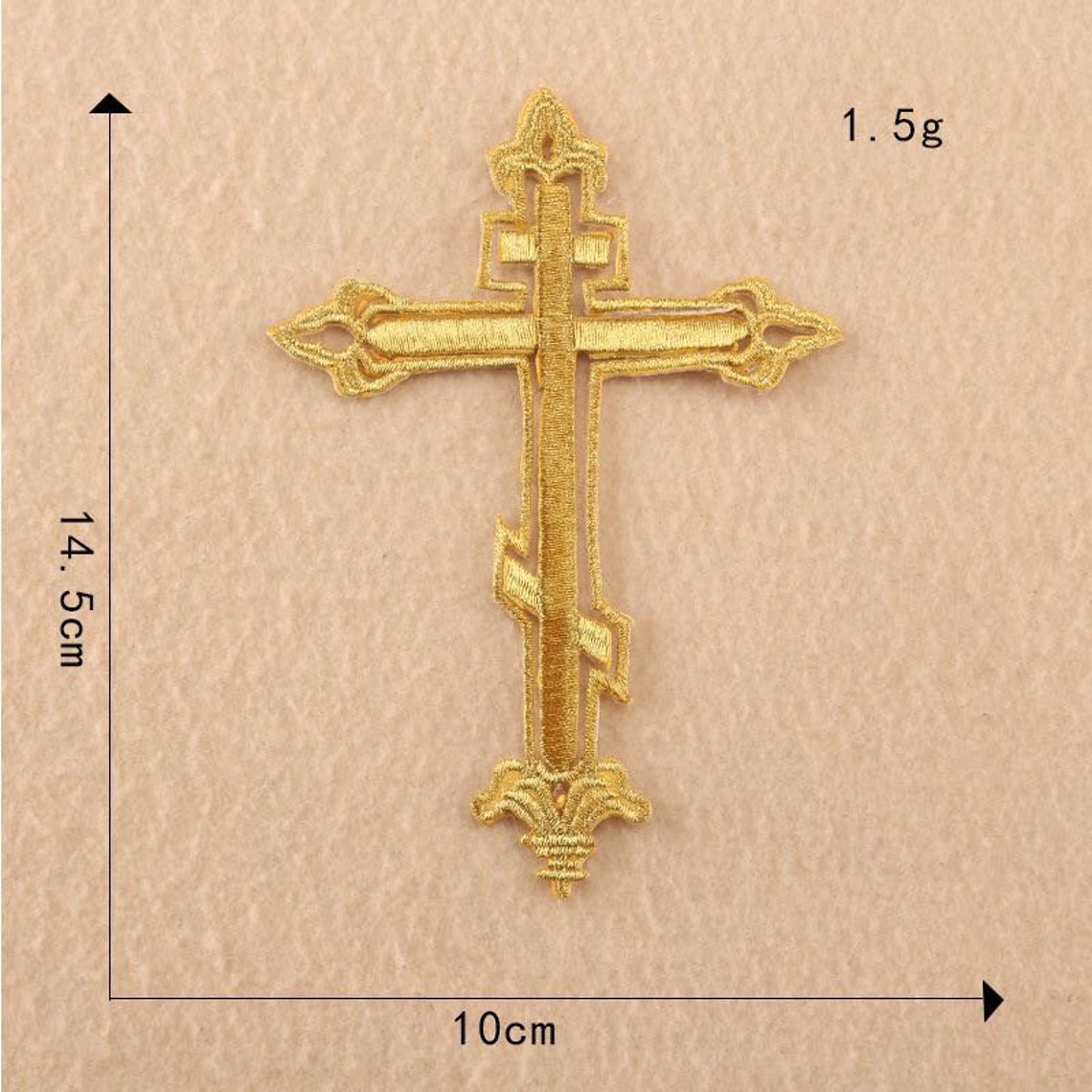 Golden or Silver Cross Patch Applique Vintage Embroidered - Etsy