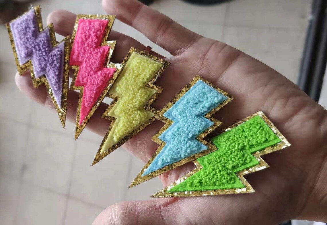 Sticker Colorful Chenille Embroidered Hearts or Stars or Rainbow Patch ...