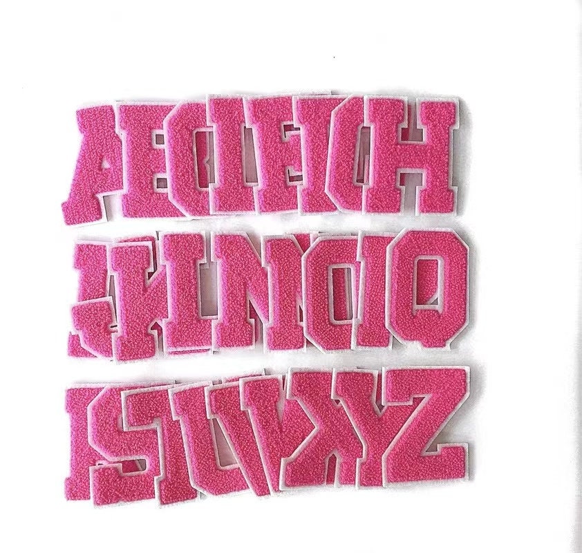 Hot Pink Chenille Embroidered Letters Applique Patch Design Name ...