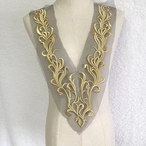 Gold Embroidered Floral Patch Collar Applique Patch Costume Decorative ...
