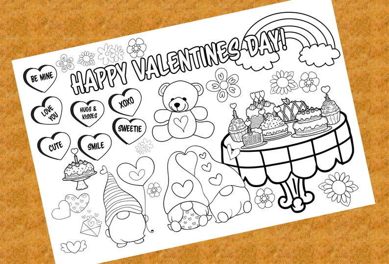Valentine's Day Coloring Placemat - Etsy