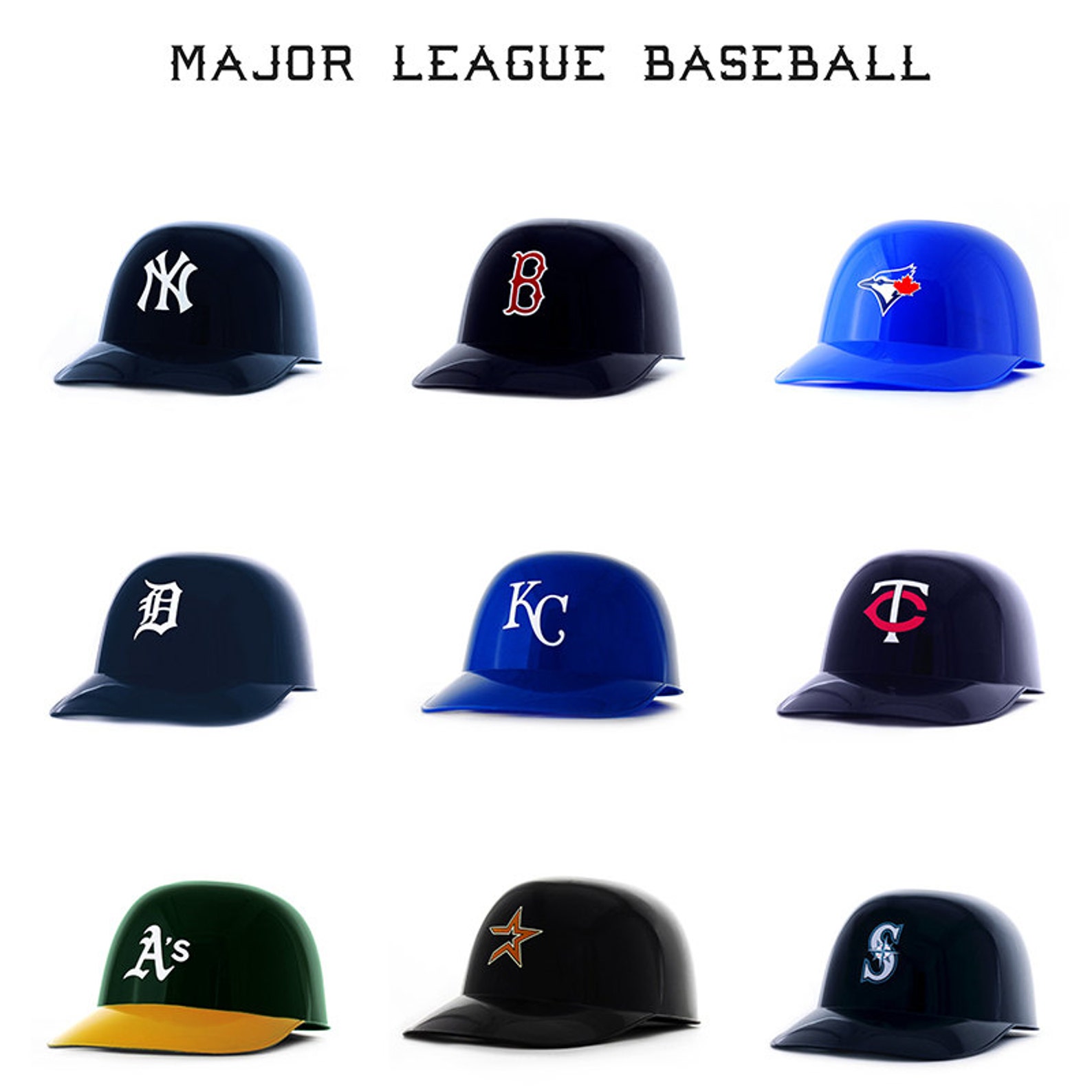 Collection of MLB Baseball Helmets Art Illustration Print | Etsy