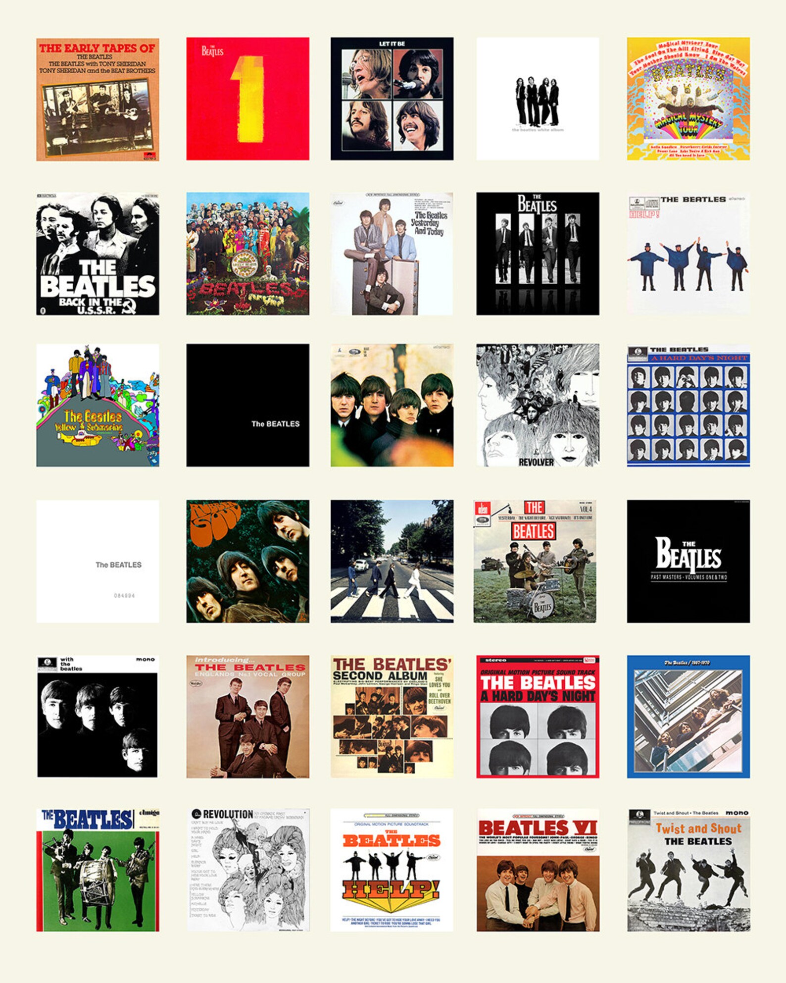 Collection of Beatles Record Albums Beatlemania Poster Art - Etsy