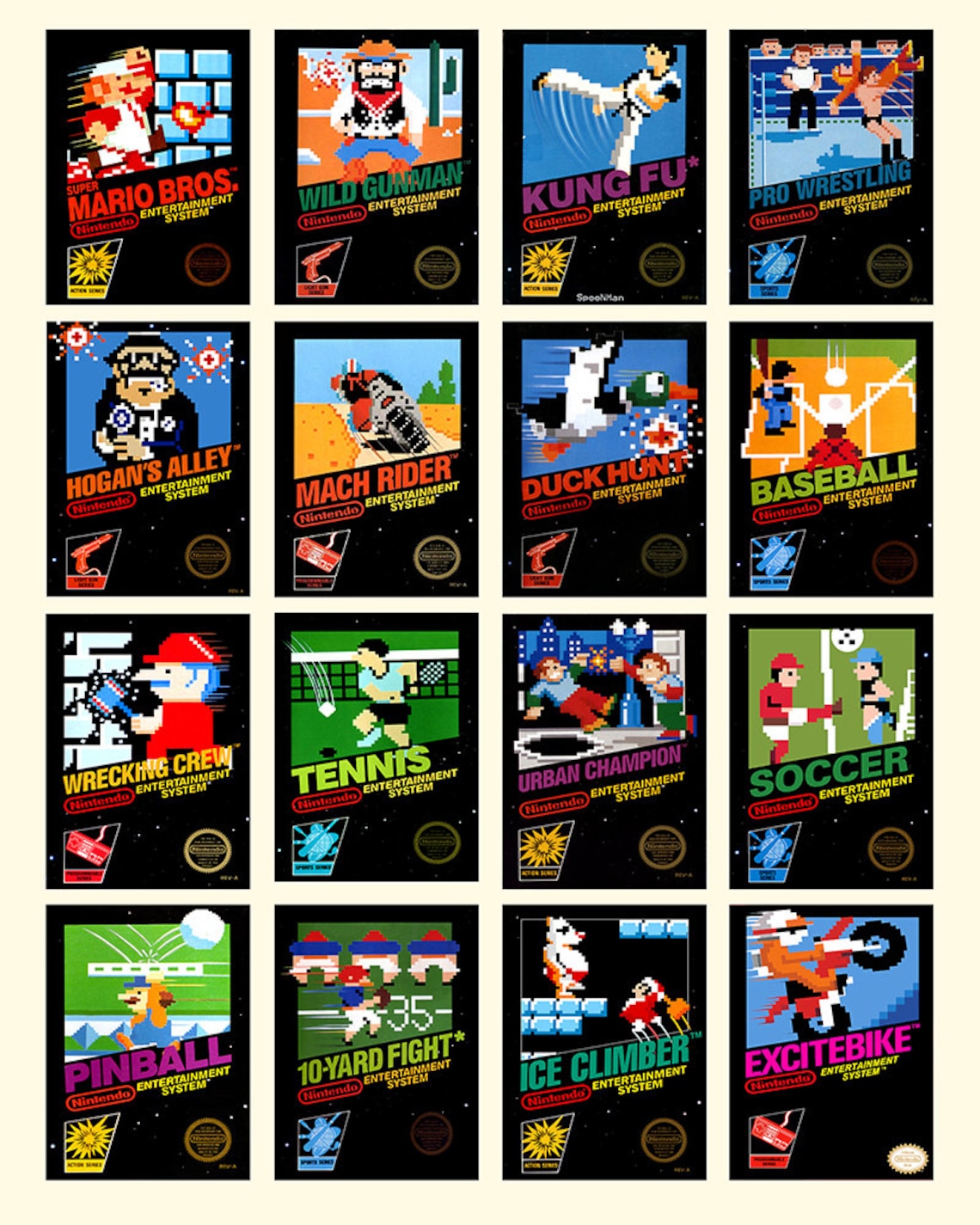 Nintendo 8-bit Video Game Cover Poster - Collection of Vintage Video ...