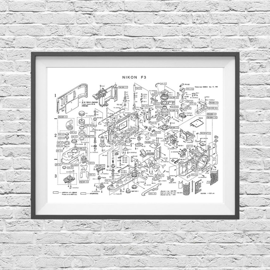 Nikon F3 SLR - F 35mm Rangefinder Camera Poster - Art Print - Blueprint ...