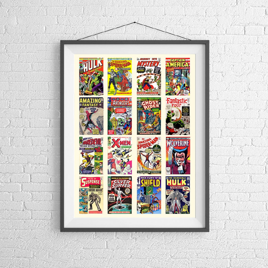 Marvel Comics Art Poster - Historical Collection of Comics - Art Print ...
