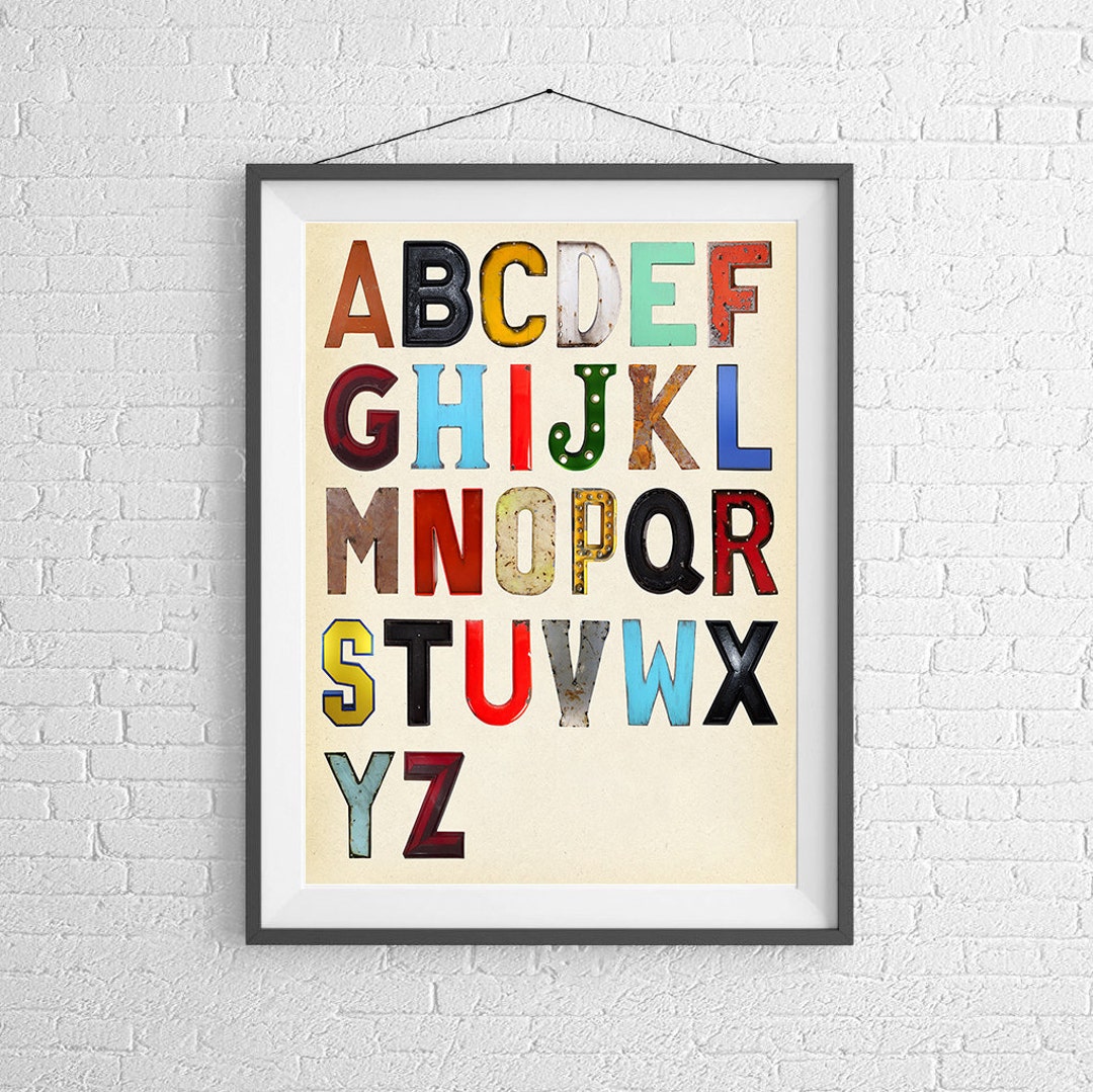Vintage Metal Letters - Alpahbet A-Z - Porcelain Sign - Art Print Wall ...
