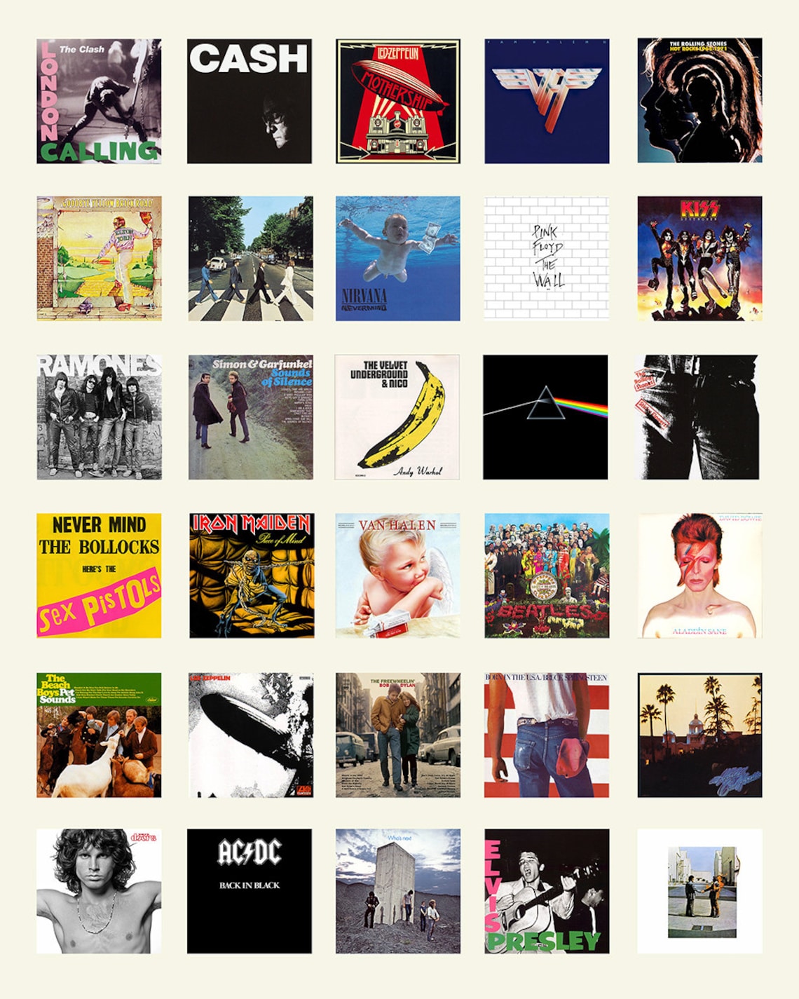 Collection of Famous Record Albums Poster Art Rock Music - Etsy