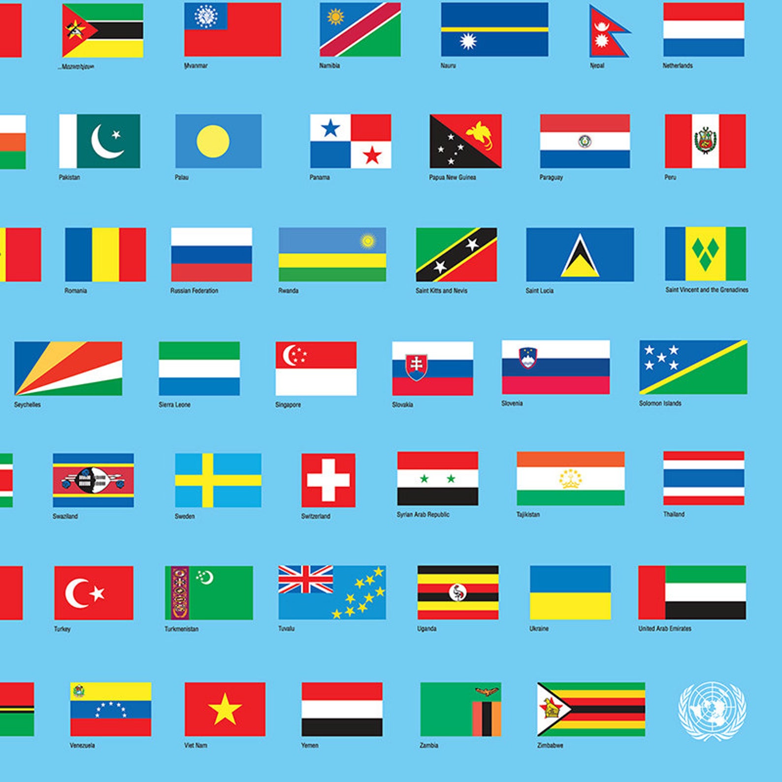 Flags of the United Nations Poster UN Art Print World Wall - Etsy