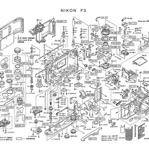 Nikon F3 SLR - F 35mm Rangefinder Camera Poster - Art Print - Blueprint ...