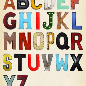 Vintage Metal Letters - Alpahbet A-Z - Porcelain Sign - Art Print Wall ...