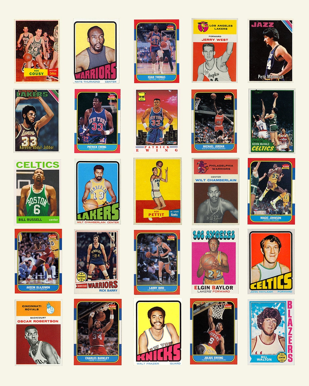 NBA Hall of Fame Basketball Card Poster Art Print HOF - Etsy