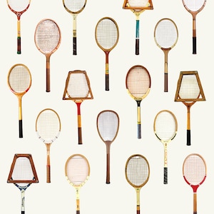 Vintage Tennis Racquet Poster - Art Wall Print - Wimbledon, French US ...