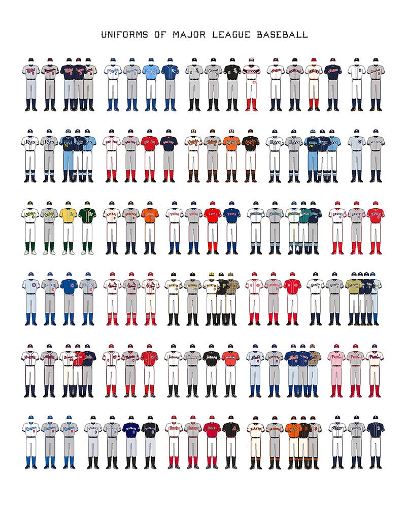History of the Baseball Uniforms Baseballs From All Eras - Etsy