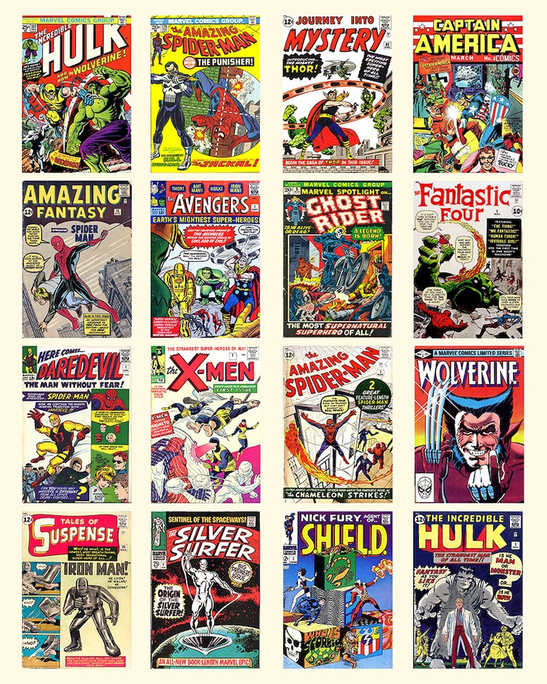 Marvel Comics Art Poster Historical Collection of Comics - Etsy UK